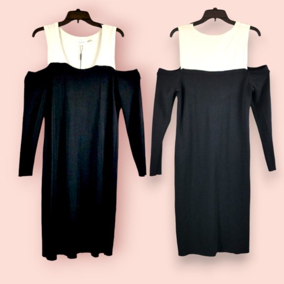 Calvin Klein | Dresses | Nwt Calvin Klein Bw Color Block Long Sleeve ...